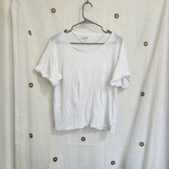 J. Crew | Tops | J Crew Linen Tee In Classic White | Poshmark